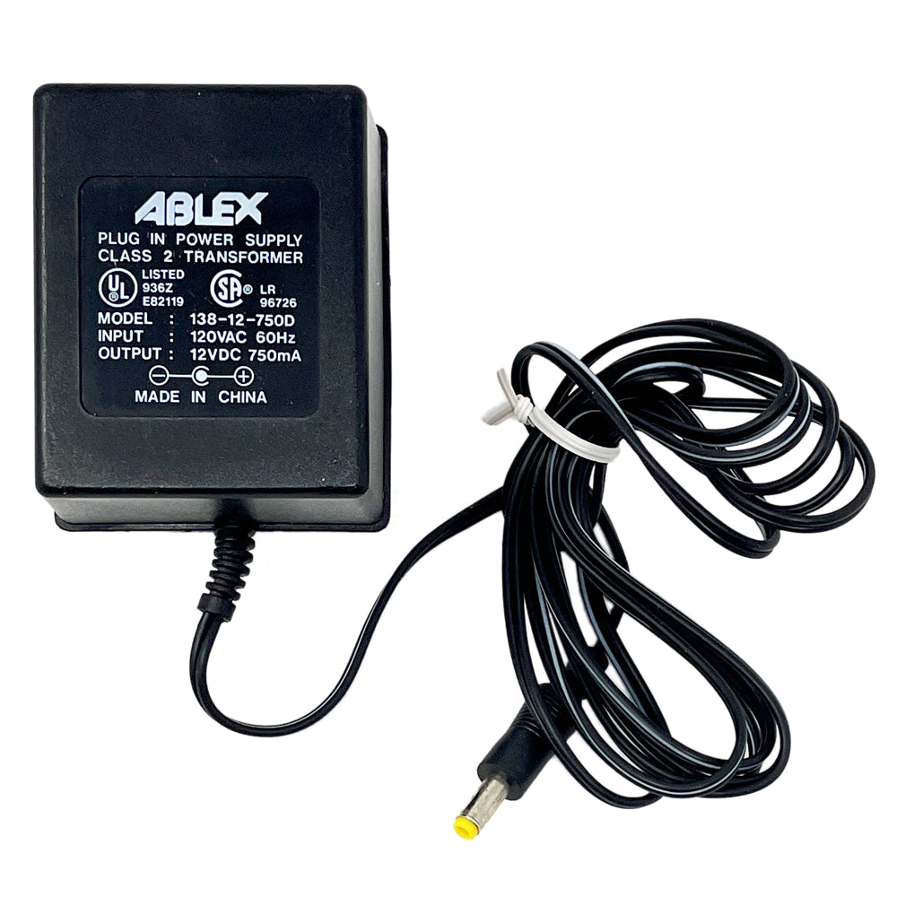 138-12-750D-Y - ABLEX Plug-In Charger 12V, 750mA Unregulated, Single S ...