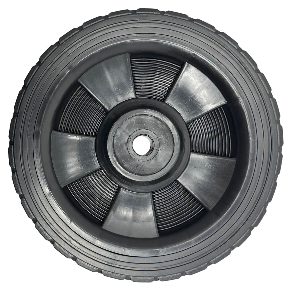 696568 - Wheel, 7" for 1/2" Axle, Black Plastic w/ Diamond Rubber Trea ...