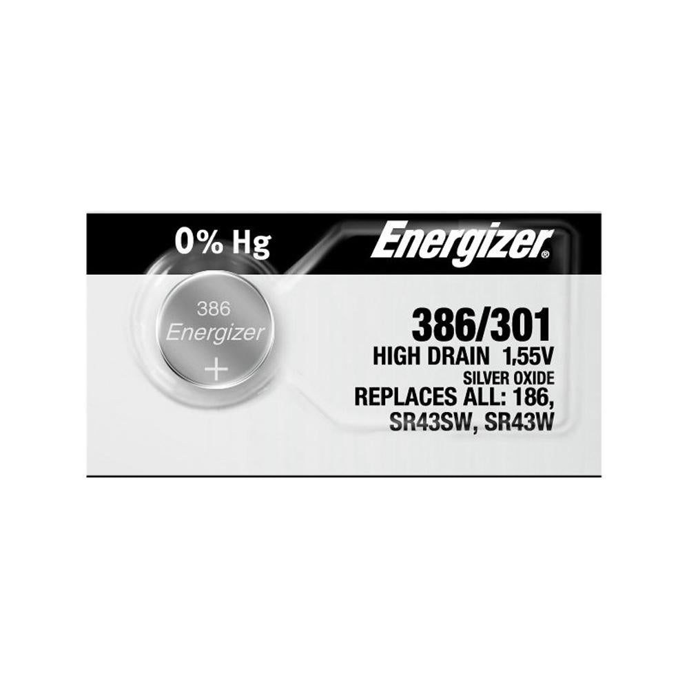Energizer 386/301 Silver Oxide Button Cell, 1.55V High Drain - each ...